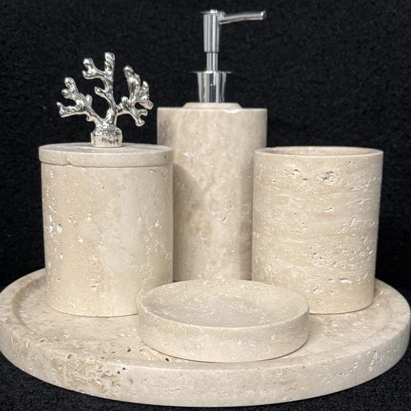 Travertine Bathroom Set - Natural Elegance & Functionality,natural ...