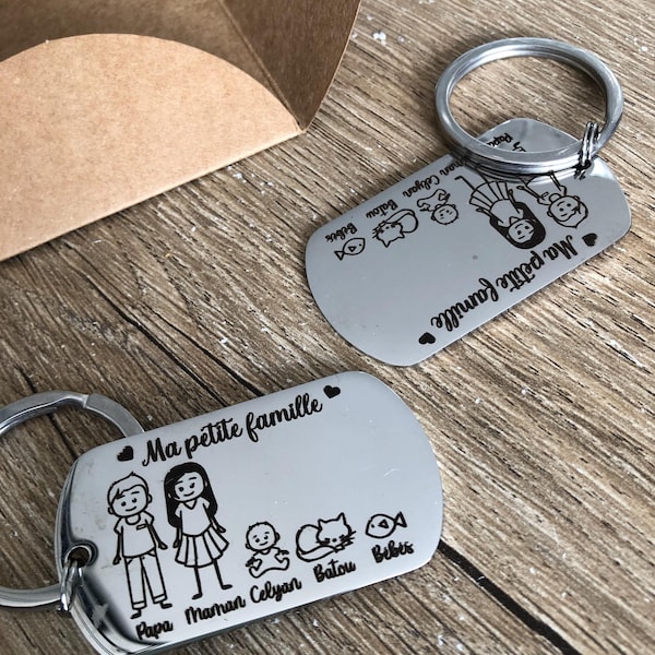 Personalized Engraved Family Key Ring in Stainless Steel Metal - Etsy