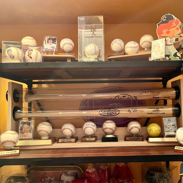 7bat Wood - Baseball Bat Display Rack W/ Multiple Shelves- Premium Pine ...