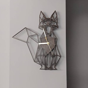 Fox Clock Geometric Wooden Fox Clock Full Fox. Perfect for Fox Lovers ...