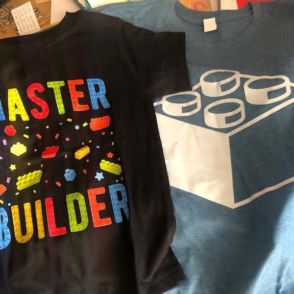 Master Builder T Shirt, Funny Building Blocks Shirt, Block Birthday ...
