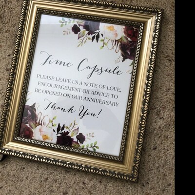 Printable Wedding Time Capsule Activity Marsala Floral Advice for the ...