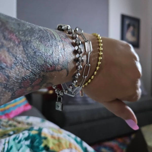 Stainless Steel Paper Clip Chain With Large Brass Star Charm Favorite Bracelet - Etsy