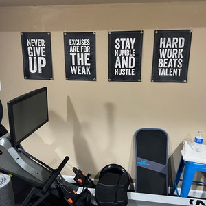 Motivational Quotes Banners Set of 4 Home Gym Decor Large Quote Wall ...