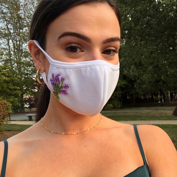 Face Mask | White Face Mask | Beaded Face Mask | Bride Face Mask ...
