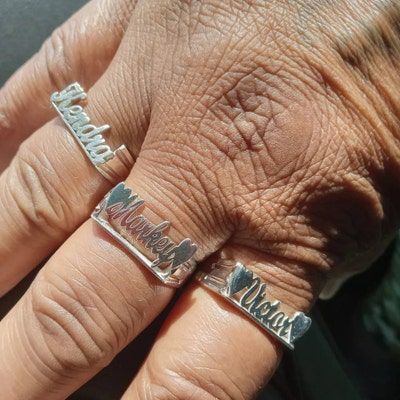 Personalized Name Ring Cursive Font Name Ring Custom Name Ring ...