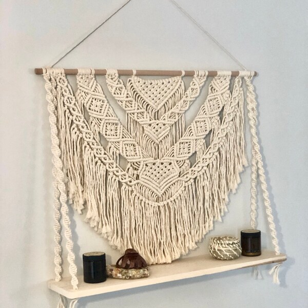 Boho Macrame Wall Shelf, Wall Art for Storage and Organization ...