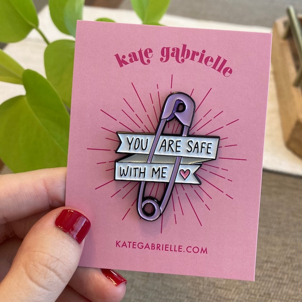 Safe With Me Safety Pin Enamel Lapel Pin - Etsy