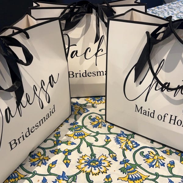 Personalized Bridesmaid Gift Bags, Custom Wedding Gift Bags ...