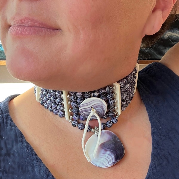 Native Style Purple Spondylus (spiny Oyster Shell) Necklace With ...