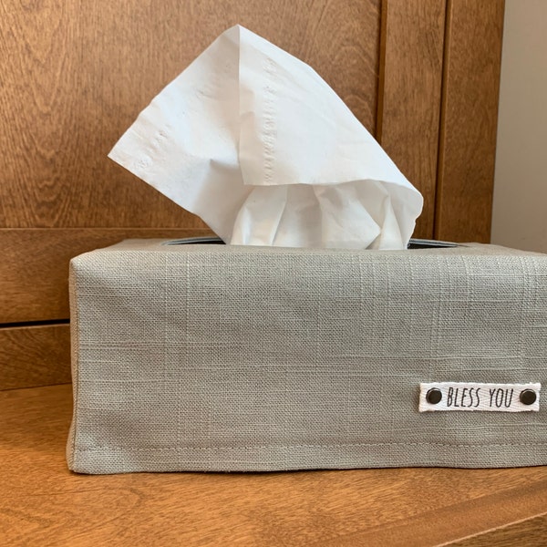 Bless You Tissue Box Cover, Linen, Greystone, Gray, 4.5" X 4.5" X 5" - Etsy