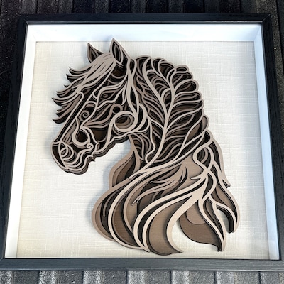Multilayer Horse Laser Cut File 3D Horse Mandala Layered Dxf Dwg ...