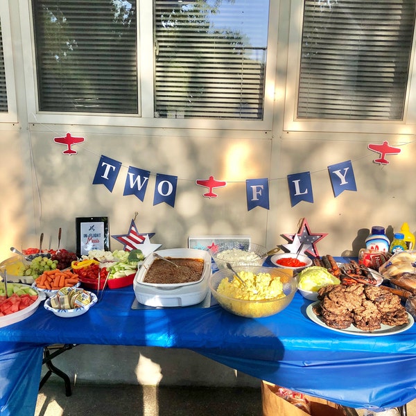 TWO FLY Banner- Two Fly Birthday Decorations - Time Flies Second ...
