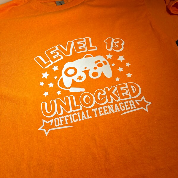 Level 13 Unlocked. Official Teenager. 13th Birthday. Gamer Birthday ...