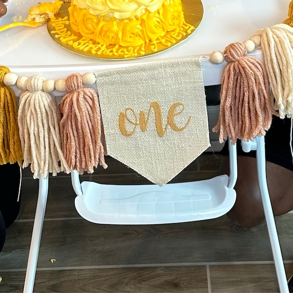 Boho Sun Birthday Banner, 1st High Chair Banner, Mustard Boho Birthday ...