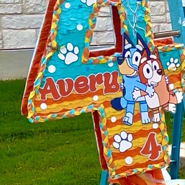 Bluey Pinata Personalized Dog Family Pinata Number Pinata From 1 to 9 ...