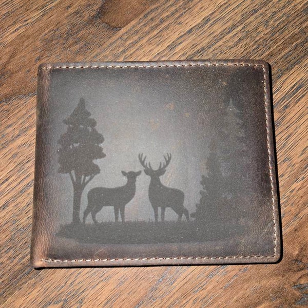 Mens Brown Leather Dog Hunting Wallet. RFID Blocking Genuine Leather ...