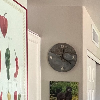 Slate Type Stone Wall Clock Mixed With Rustic, NO Seconds Hand ...