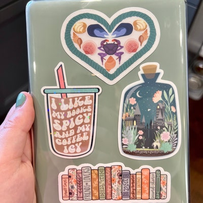 Boho Rom Com Book Shelf Sticker/ Book Lover Sticker/ Book Stack ...