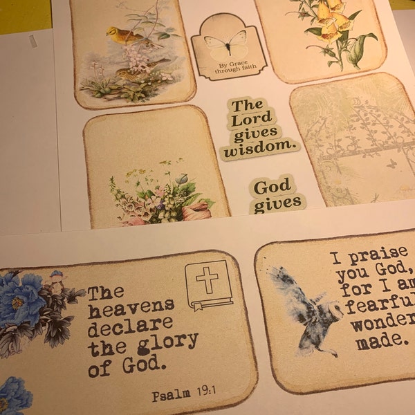 16 Scripture Botanical Journaling Cards, Junk Journal Printable ...