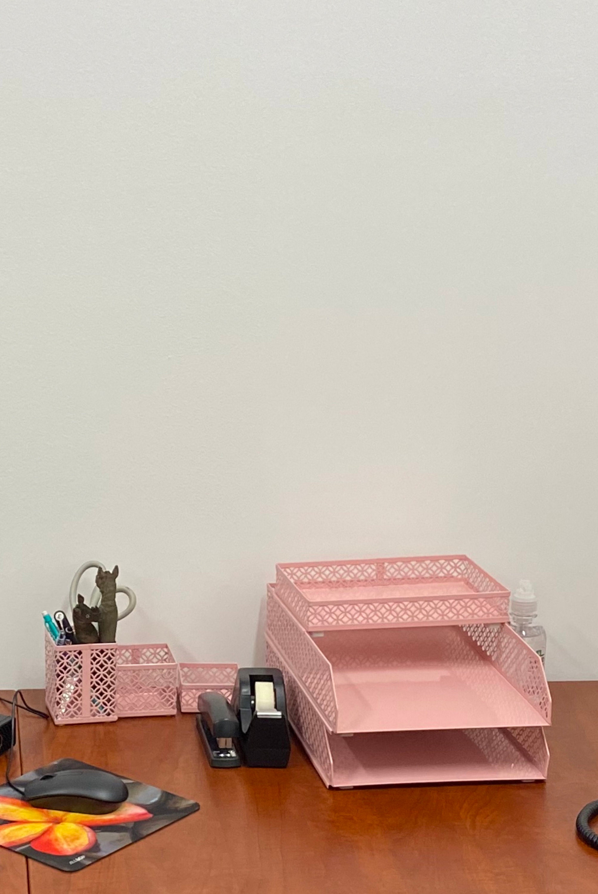 Blu Monaco Pink 6 Piece Interlocking Desk Organizer Set Pen | Etsy