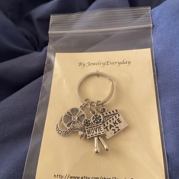Movie & Film Keychain, Movie Reel Charm, Videographer Keychain ...