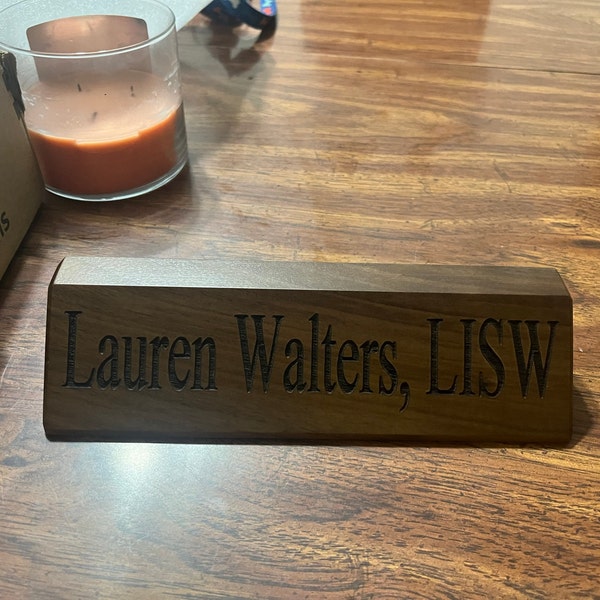 Desk Name Plate, Custom Name Wedge, Personalized Wood Desk Name ...