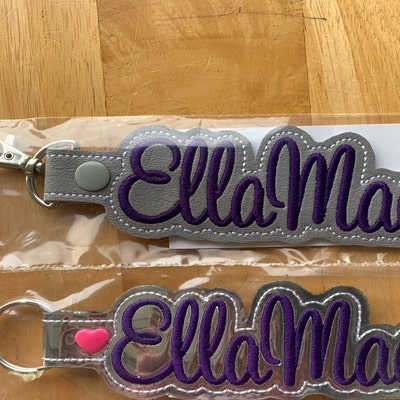 Name Keychain Embroidered Name Snap Tab Key Fob Personalized Keychain ...