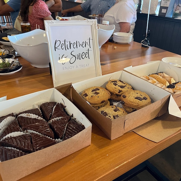 Retirement is Sweet, Enjoy a Treat - Retirement Party Dessert Table ...