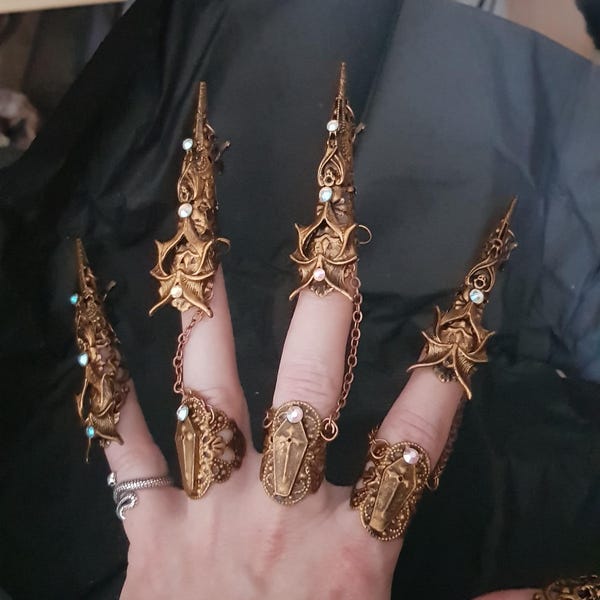 Made to Order / Finger Claws & Rings "dracula " Fantasy Costume, Gothic ...