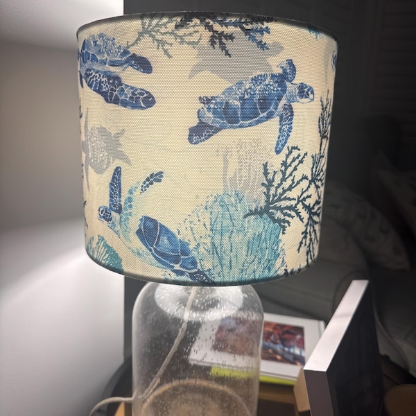 Nautical Lampshade, Sea Turtle Lamp Shade, Ocean Lampshade, Blue Sea ...