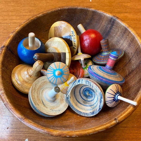 Artisanal Hand-turned Wooden Spinning Tops - Etsy