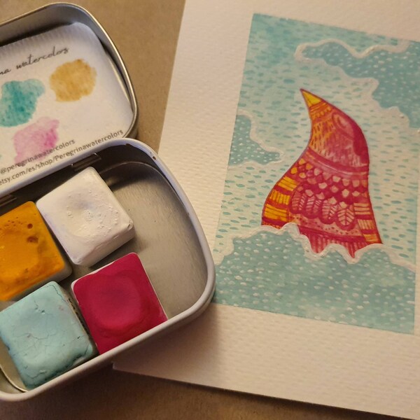 Handmade Pastel Watercolor Dot Sample Card, 6 Pastel Watercolor Paint ...