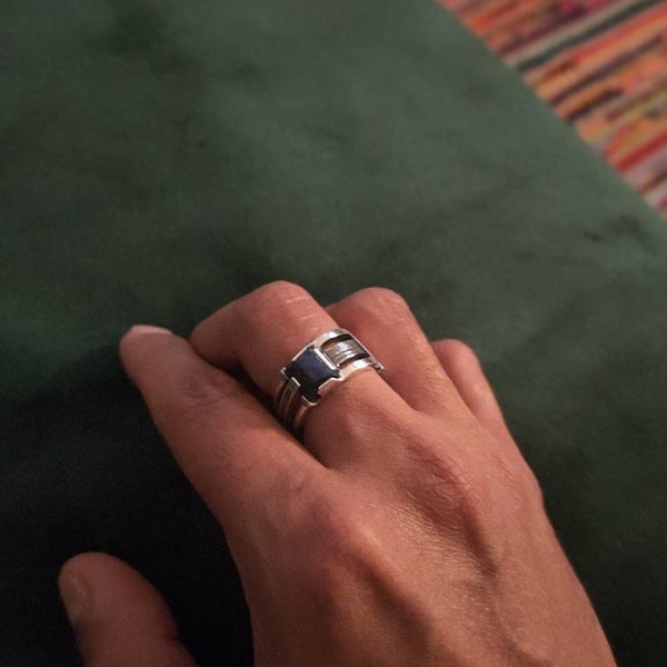 Men's Sterling Silver Ring,gems Ring,openwork Band,massive Ring ...