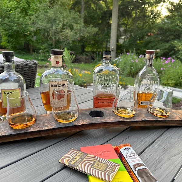 Bourbon Barrel Stave Flight With 4 Tasting Glasses - Etsy