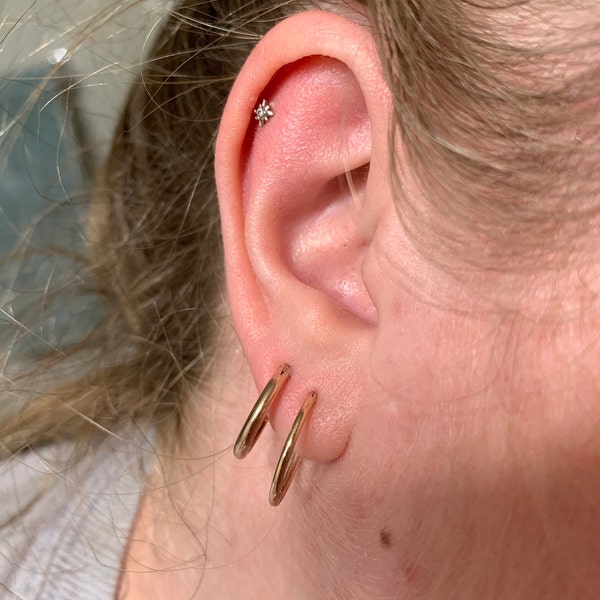 18g Dainty Starburst Piercing (single), Screw Ball End Piercing, 925 ...