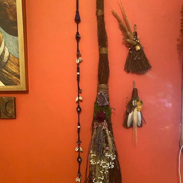 Life Size Crystal Altar Witch Broom / Besom, Protection, Warding, Altar ...