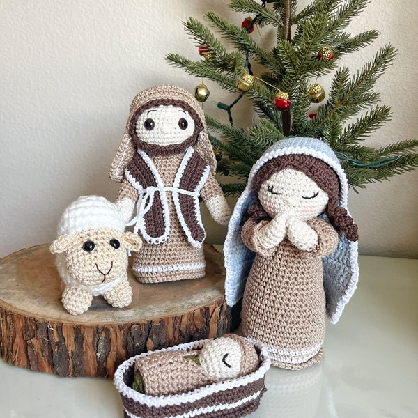 Nativity Set Crochet Pattern, Mary Joseph and Jesus, Christmas Scene, Christmas Crochet Pattern ...