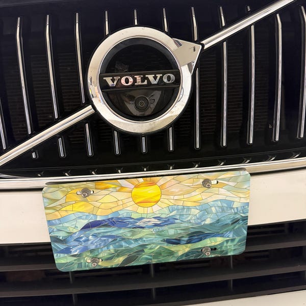 Stained Glass Ocean Metal License Plate Frame Nature Lover Decor Sunset ...
