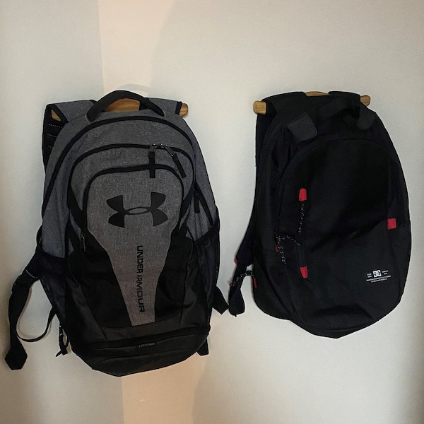 Shoulder Rack / Wall Mount Backpack Rack / Sustainable Wood Furniture ...