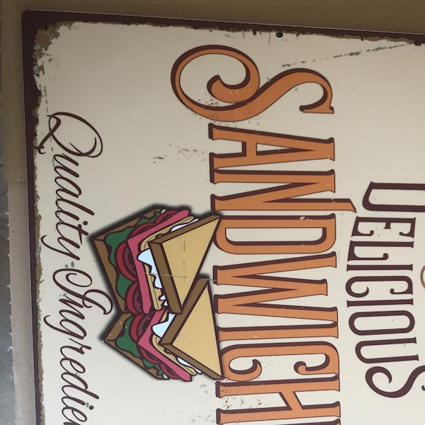 SANDWICHES RESTAURANT SIGN, Restaurant Sign, Cafe Sign, Vintage Style ...