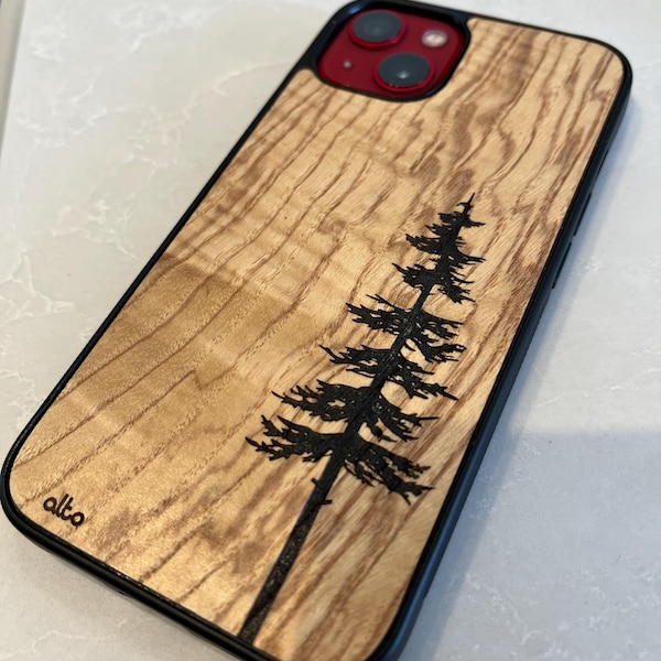 Cherry Sitka -real Wood iPhone Case- iPhone 16 Pro, 15,14 Samsung ...
