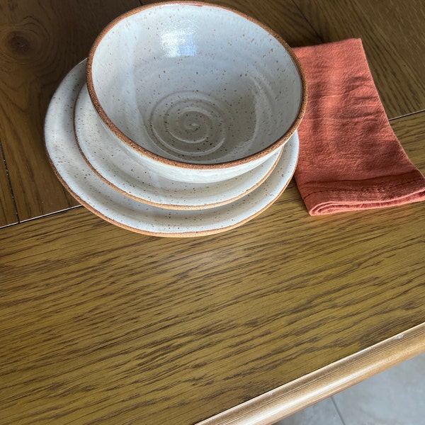 Handmade Ceramic Dinnerware Set: Dinner Plate, Salad Plate, Cereal Bowl by KJ Pottery - Etsy