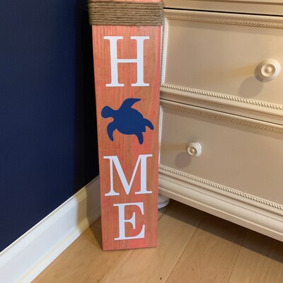 Turtle Home Sign Welcome Turtle Sign Home Sign With Turtle Wooden Home ...