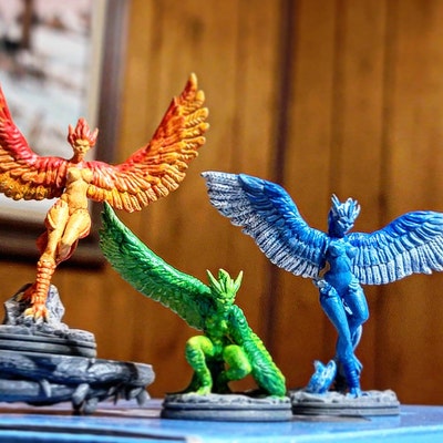 Lot of 3 Harpies Harpy Bird Monsters Mini Miniature Figure 3D Printed ...