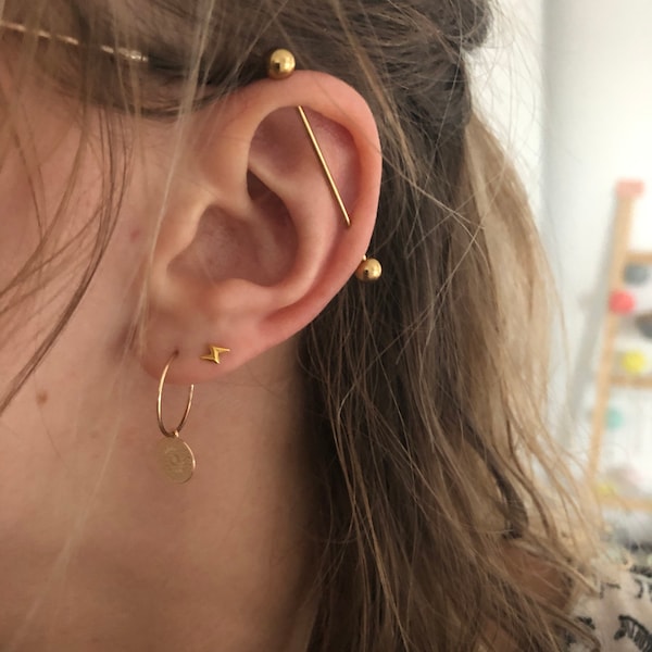 Industrial Barbell Gold-gold Industrial Piercing-gold 14g Industrial ...