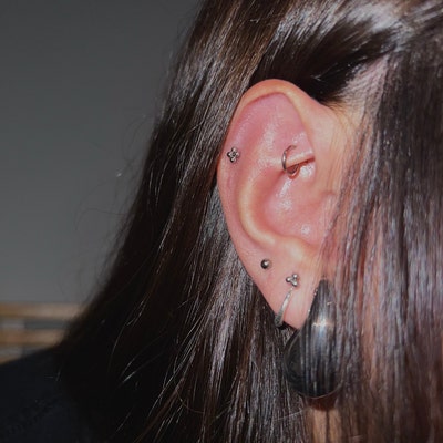 Blue Pink Fire Opal Flower Dermal Anchor Labret Top Conch - Etsy