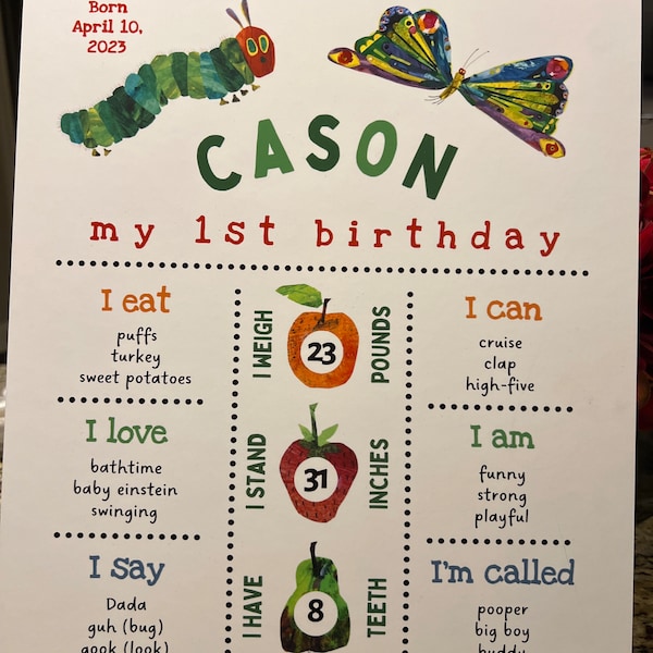 Very Hungry Caterpillar - First Birthday - Milestone Sign - Milestone ...