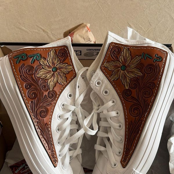 Customizable Hand-tooled Leather on Converse - Etsy