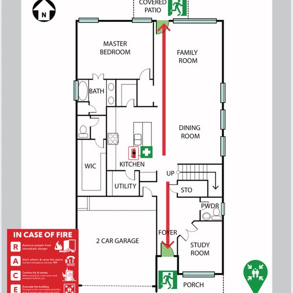 Evacuation Diagram Emergency Fire Escape Route Plan Air Bnb Home ...
